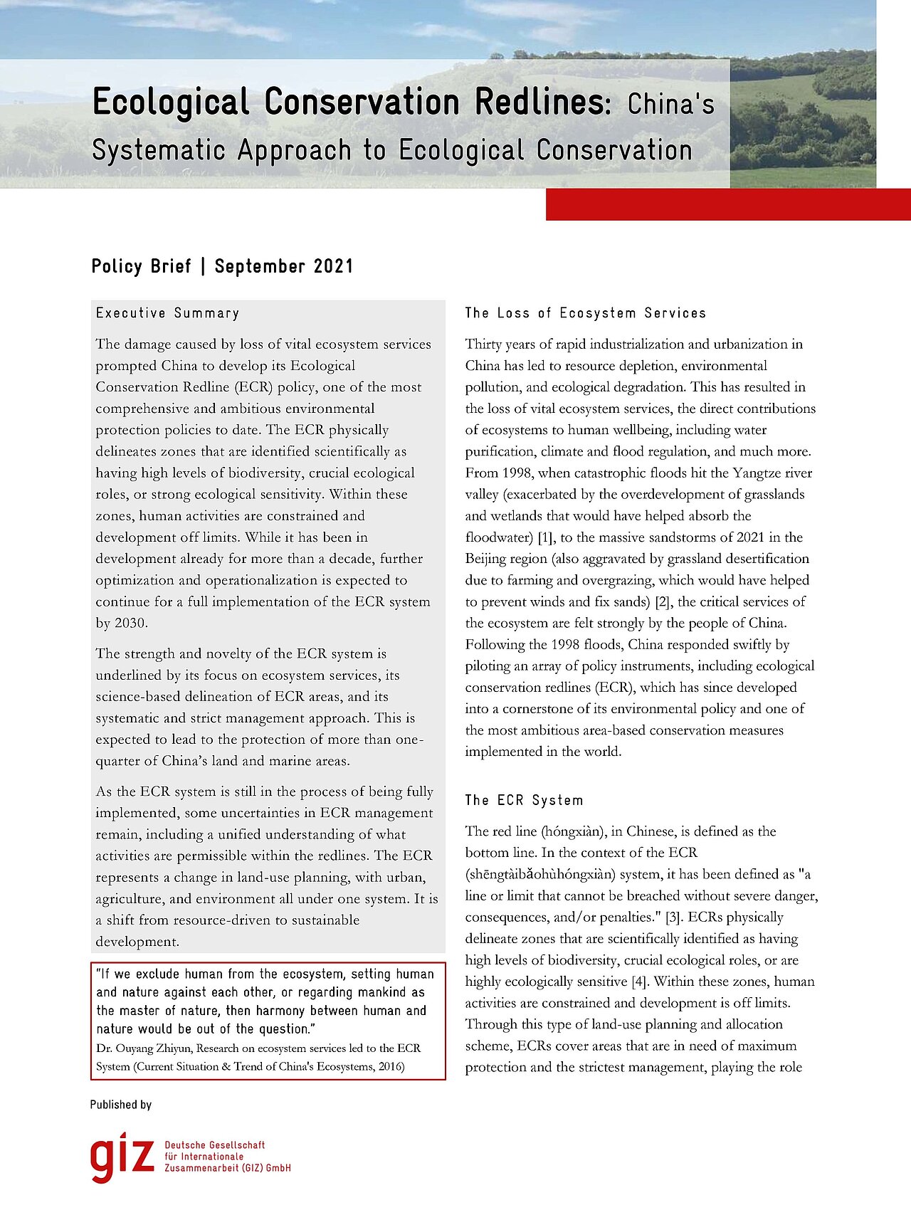 Ecological Conservation Redlines: China’s Systematic Approach to ...